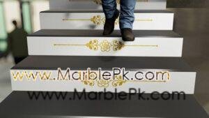jet black granite + Black & White Riser B stairs - Marble Pk