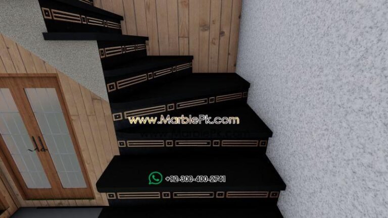 Jet Black Granite with ever changing Floral Riser stairs - Marble Pk