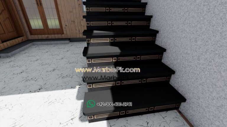 Jet Black Granite with Straight Versace Riser stairs - Marble Pk