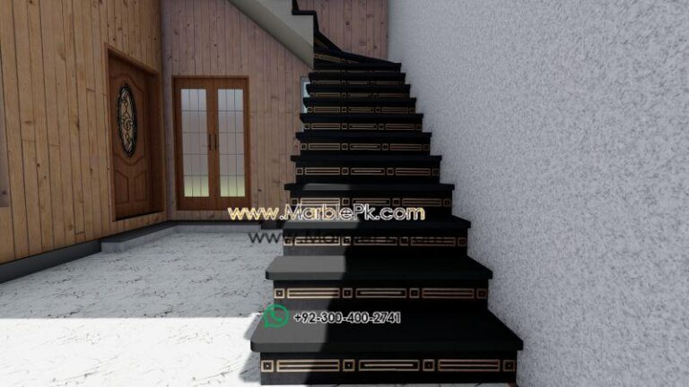 Jet Black Granite with Straight Versace Riser stairs - Marble Pk