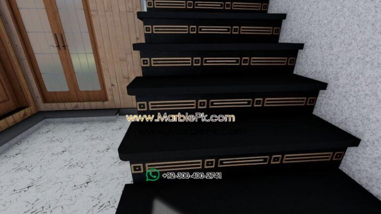 Jet Black Granite with Straight Versace Riser stairs - Marble Pk
