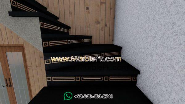 Jet Black Granite with Straight Versace Riser stairs - Marble Pk