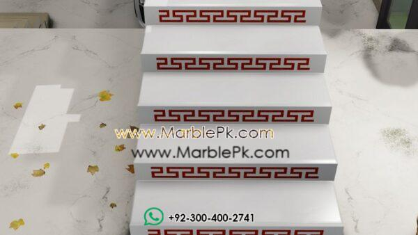 Versace Riser -white + white + red stairs - Marble Pk
