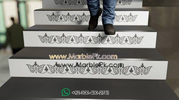 jet black granite + Black & White Riser A stairs - Marble Pk