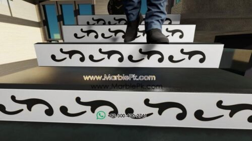 jet black granite + Black & White Riser B stairs - Marble Pk