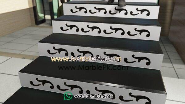 jet black granite + Black & White Riser B stairs - Marble Pk
